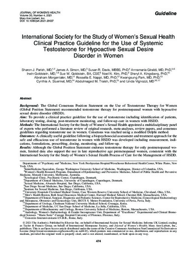 International society for the study of women's sexual health clinical ...